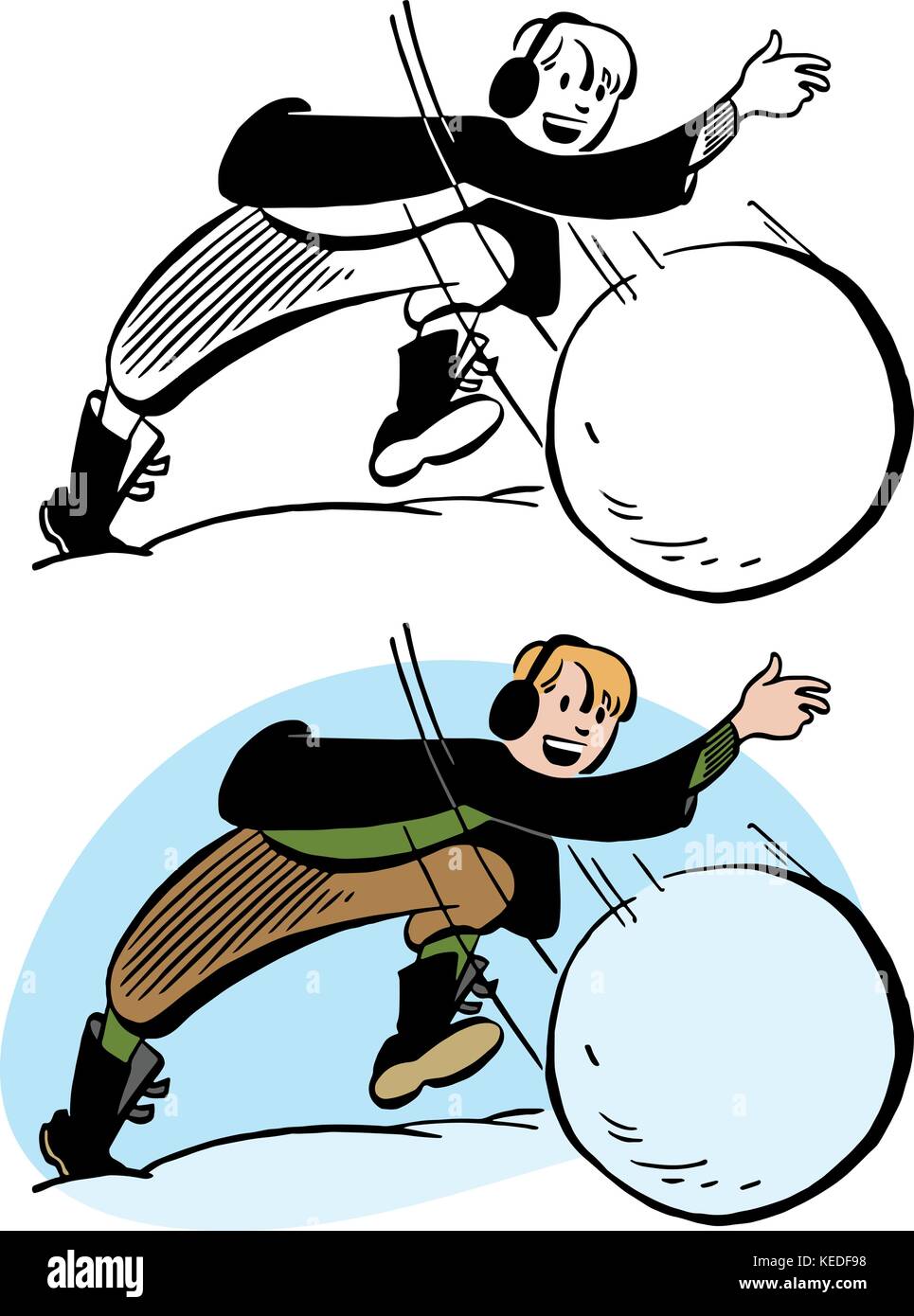 Boy throwing snowball cartoon illustration hi-res stock photography and ...