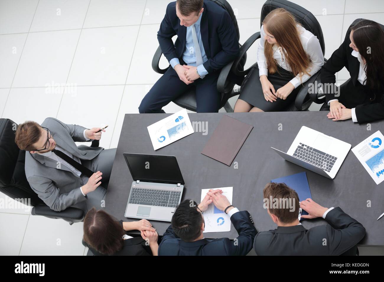 view from the top. business team holds a briefing Stock Photo - Alamy