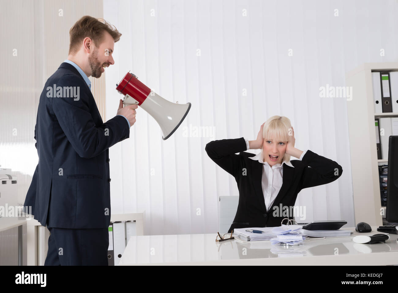 Boss shouting employee hi-res stock photography and images - Alamy