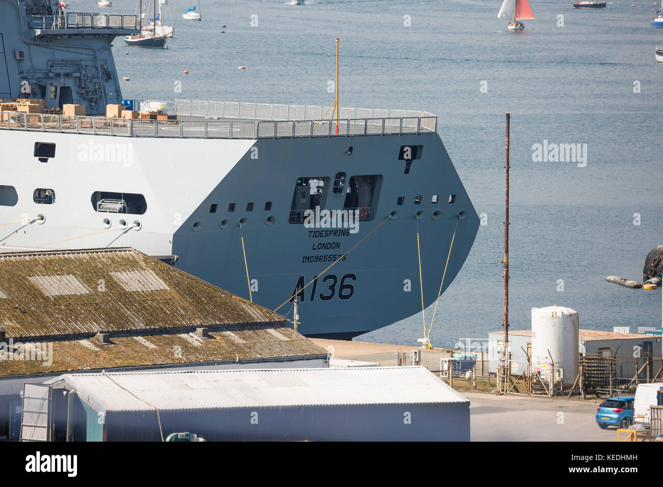 RFA support vessel Tidespring alongside for fitting out at Falmouth ...