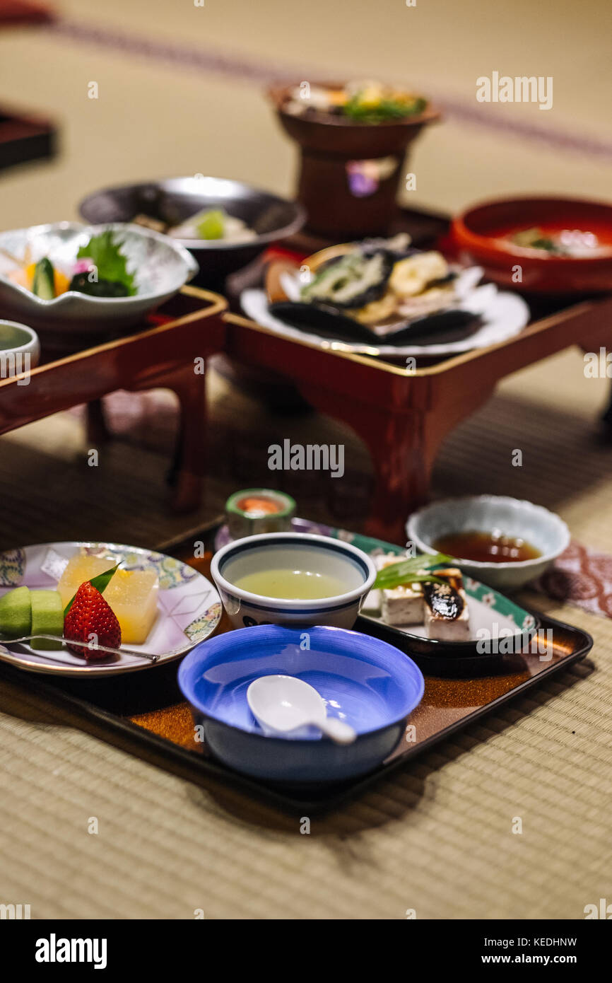 Japanese dinner served in Koya San temple Stock Photo - Alamy