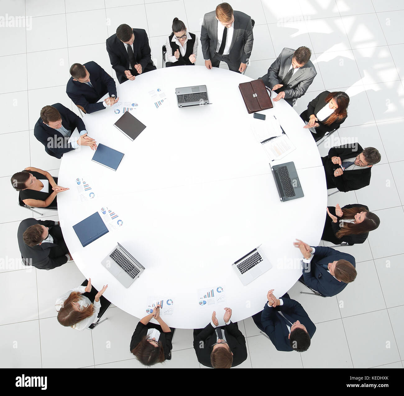 view from the top.meeting business partners for round - table Stock ...