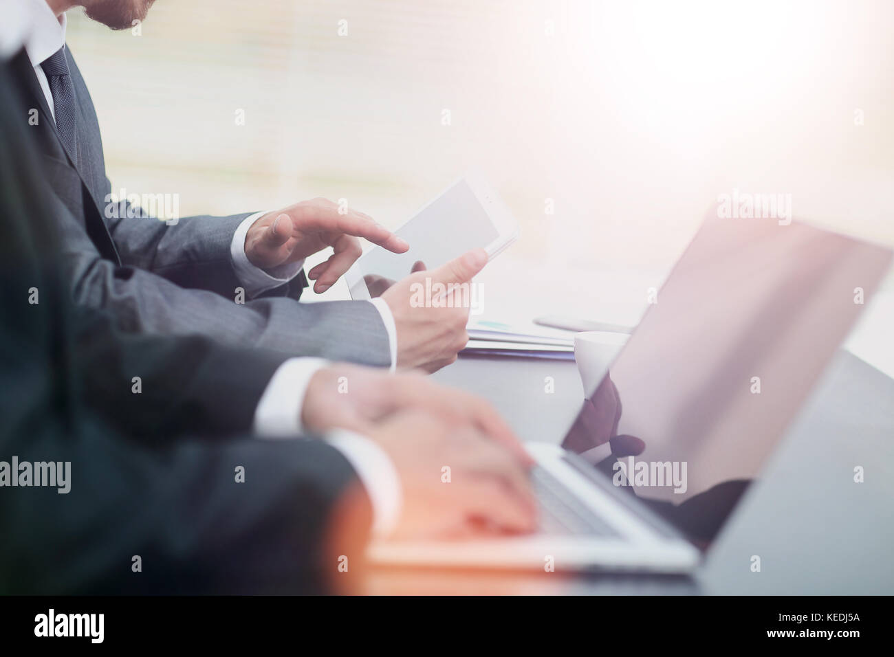business people working with digital tablet and laptop Stock Photo - Alamy