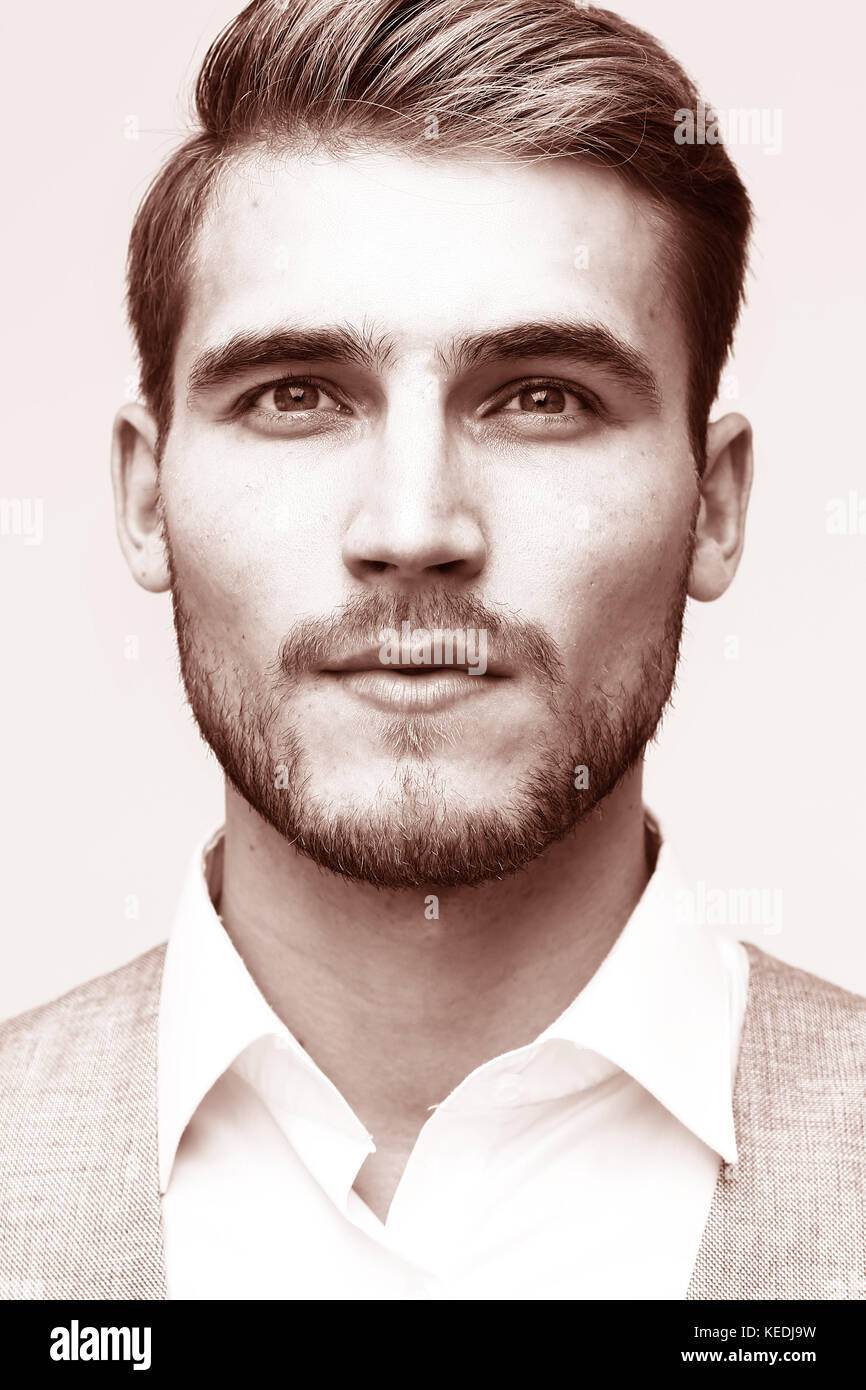 Close up portrait of an elegant handsome man in suit Stock Photo - Alamy