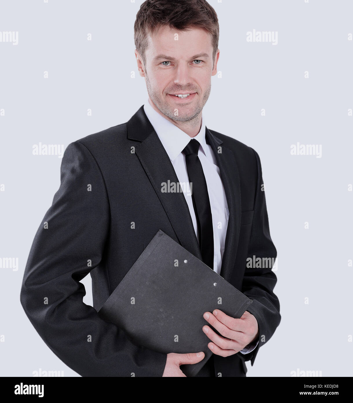 Smiling business man isolated on white Stock Photo - Alamy