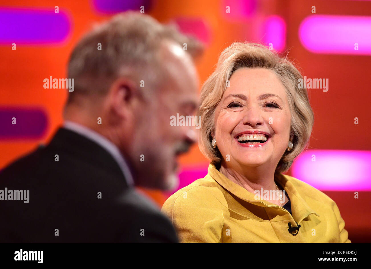 Hillary Clinton With Host Graham Norton During Filming Of The Graham