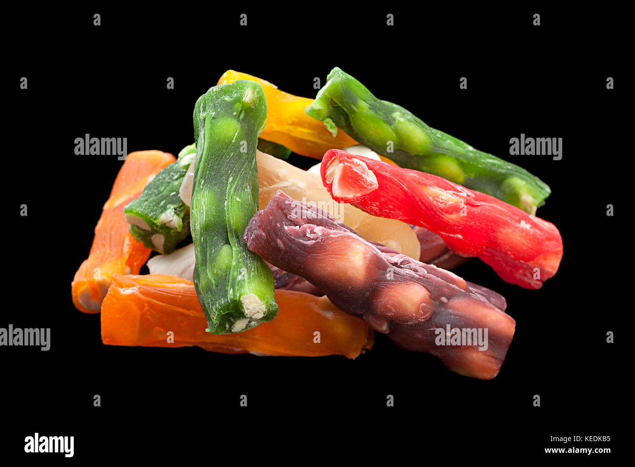 Turkish delight stick sweet food isolated on black background Stock ...