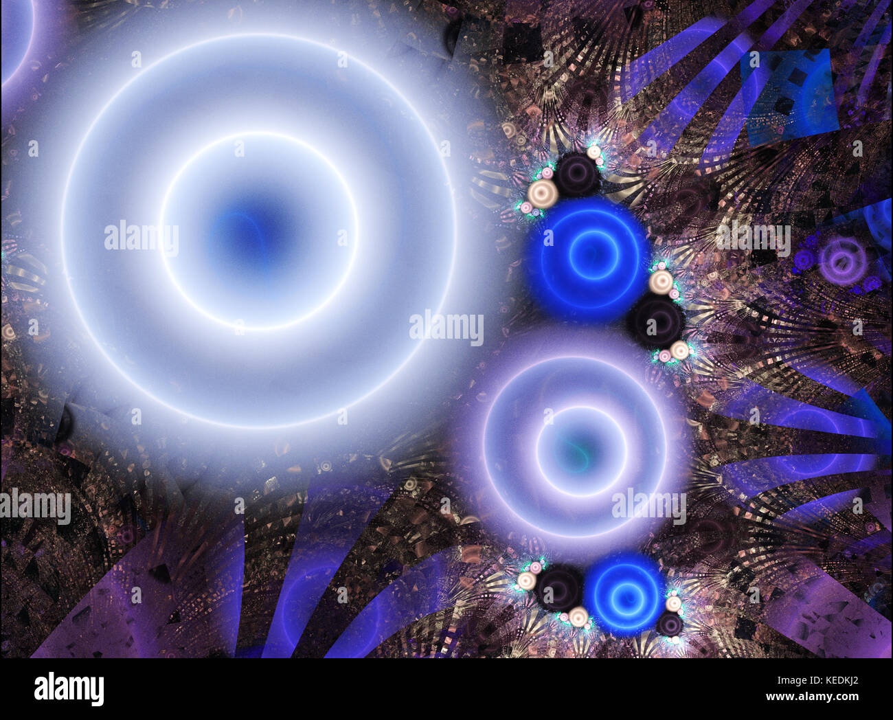 A fractal rendering with glowing rings and unusual shapes Stock Photo ...