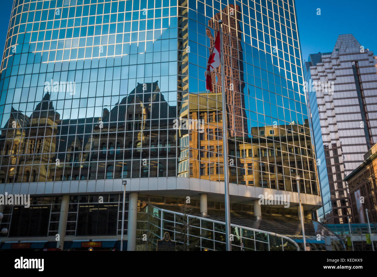 Corporate building with reflective window panes in downtown Toronto ...
