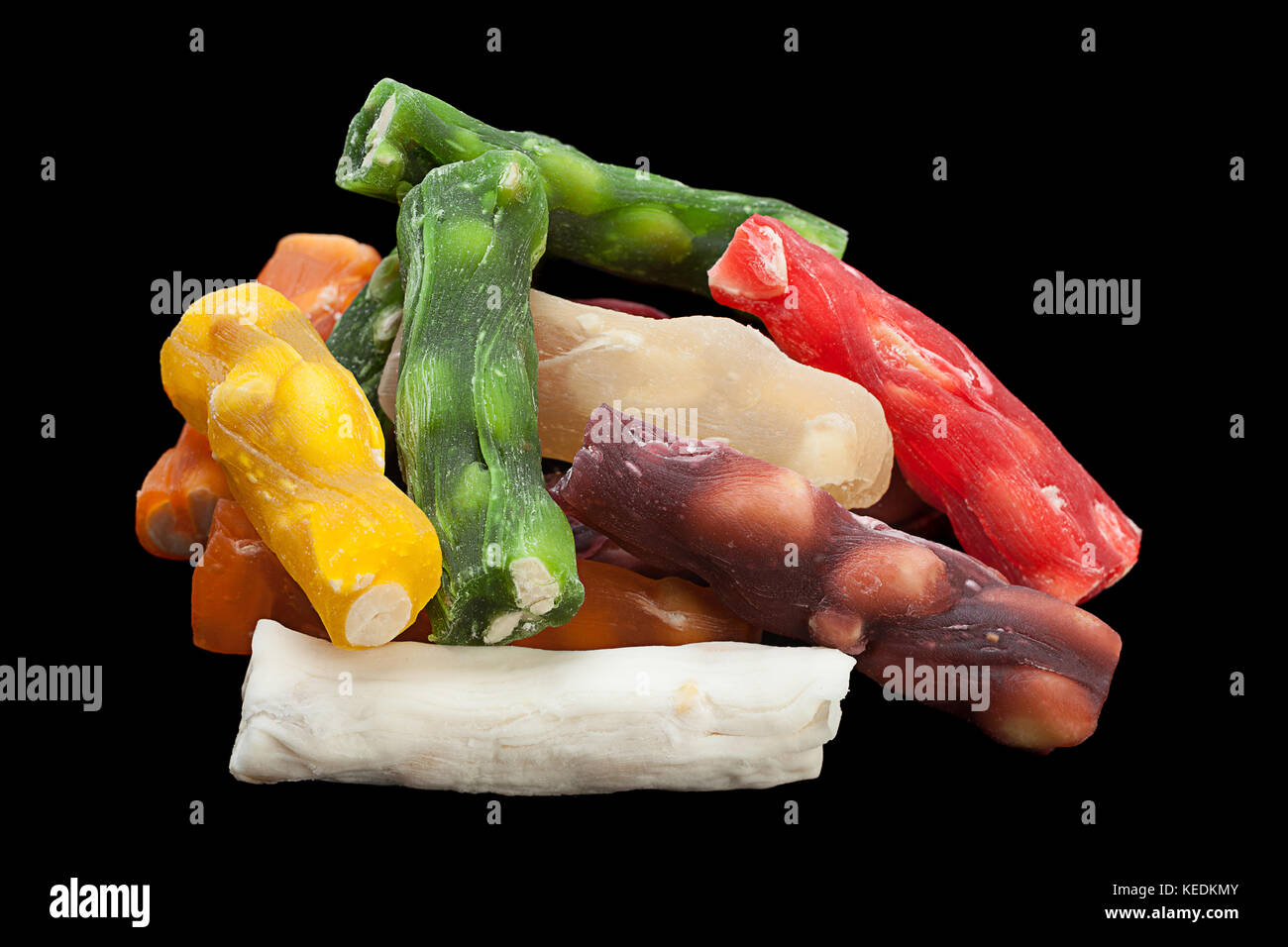 Turkish delight stick sweet food isolated on black background Stock ...