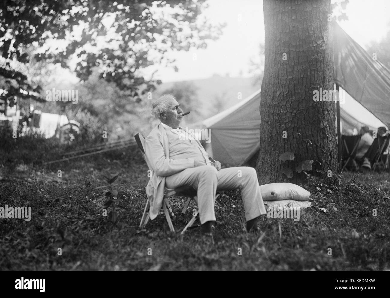 Thomas Edison,Seated Portrait while Smoking Cigar at Campsite,Maryland ...