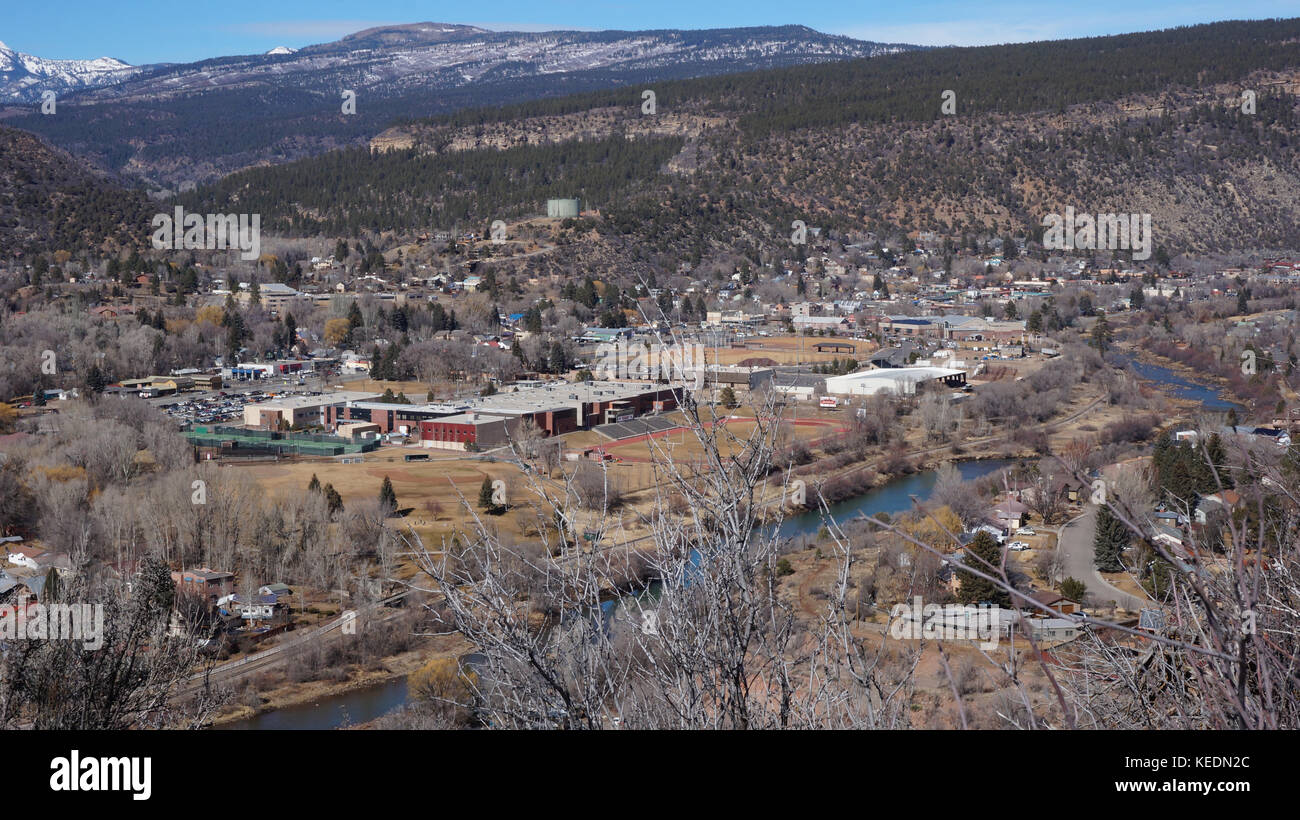 Landscape of the buildings of the downtown in Durango, Colorado Stock ...