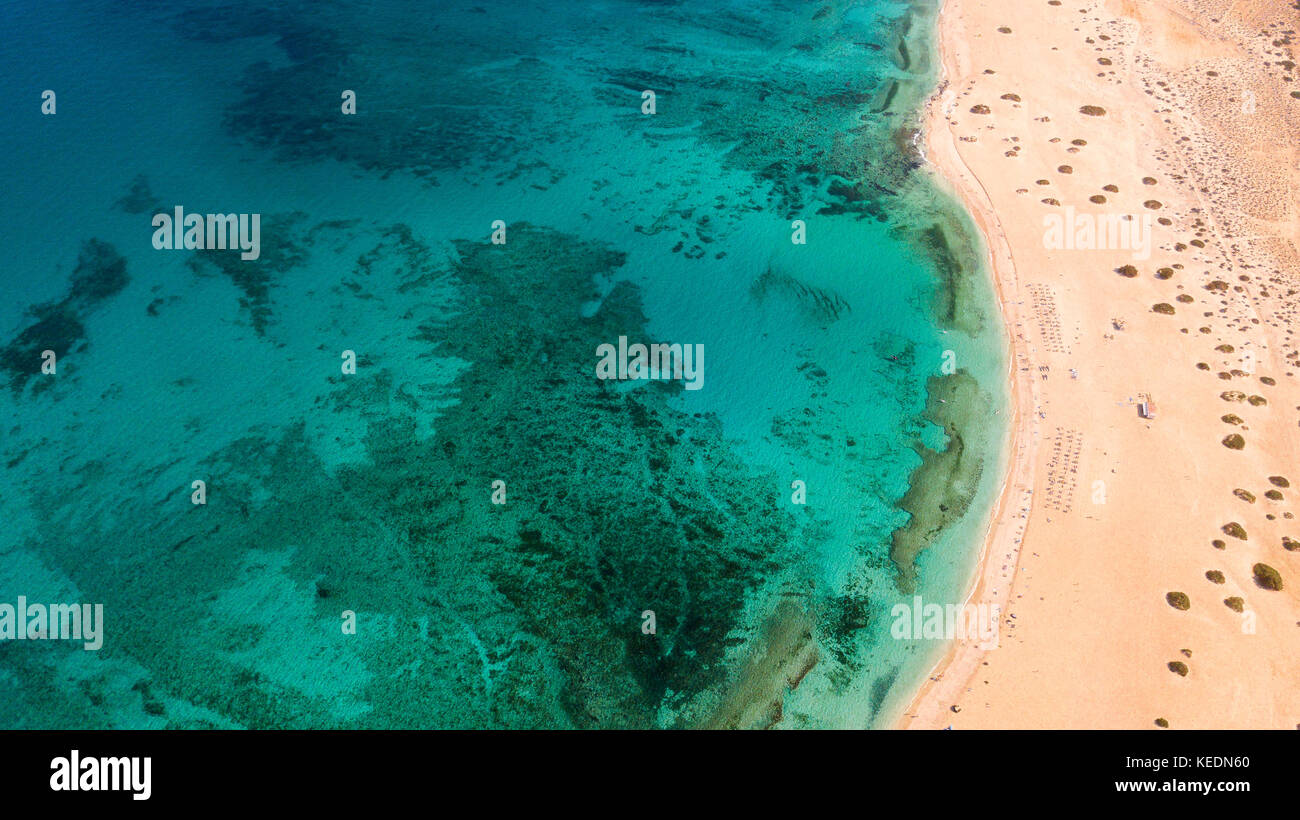 aerial view of beach and reef,fuerteventura, canary islands Stock Photo ...