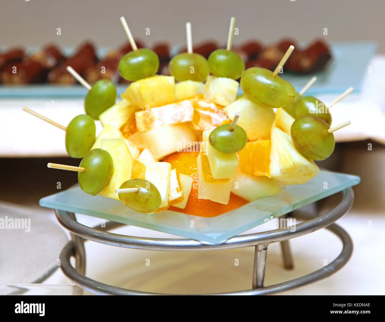 Toothpick finger food decoration on banquet party Stock Photo - Alamy