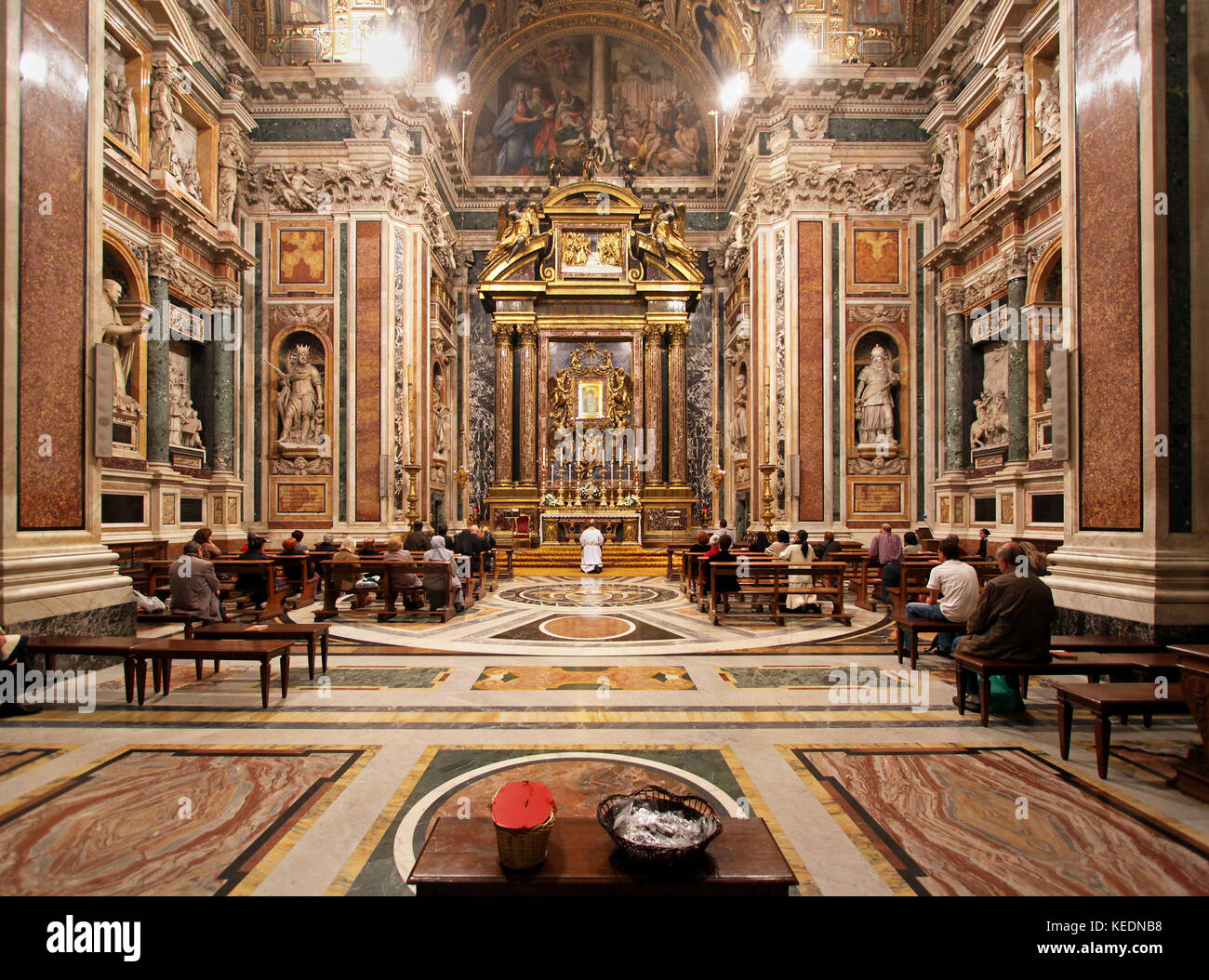 Santa Maria Maggiore church interior with mass in progress Stock Photo ...