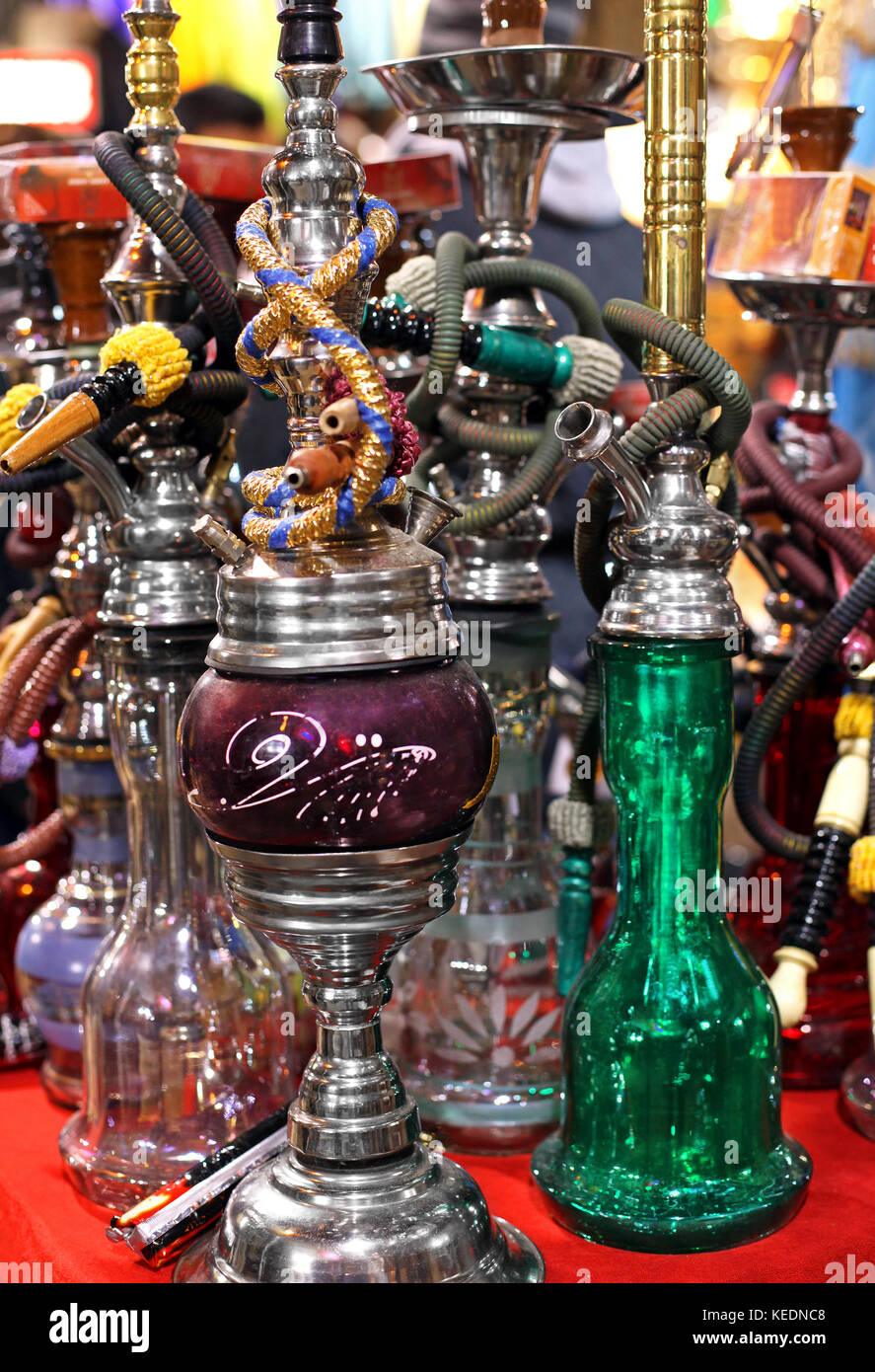 Assortment of traditional water pipes on market Stock Photo - Alamy