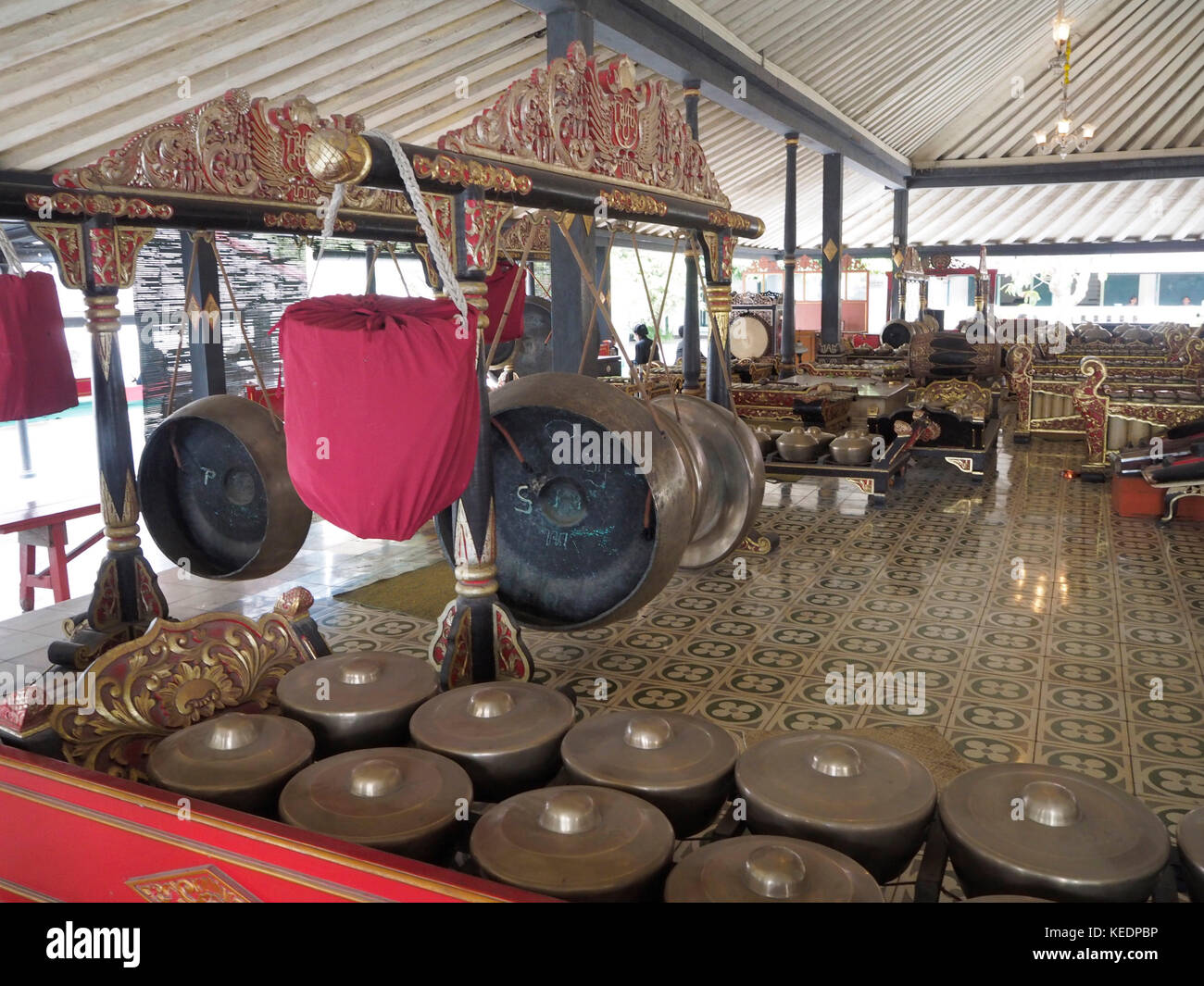 Gamelan musical instruments inside the Kraton in Jogjakarta, Central ...