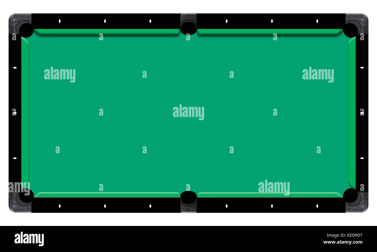 3D illustration billiard table, top view isolated white background ...