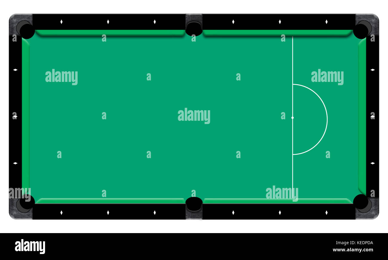 3D illustration billiard table, top view isolated white background ...