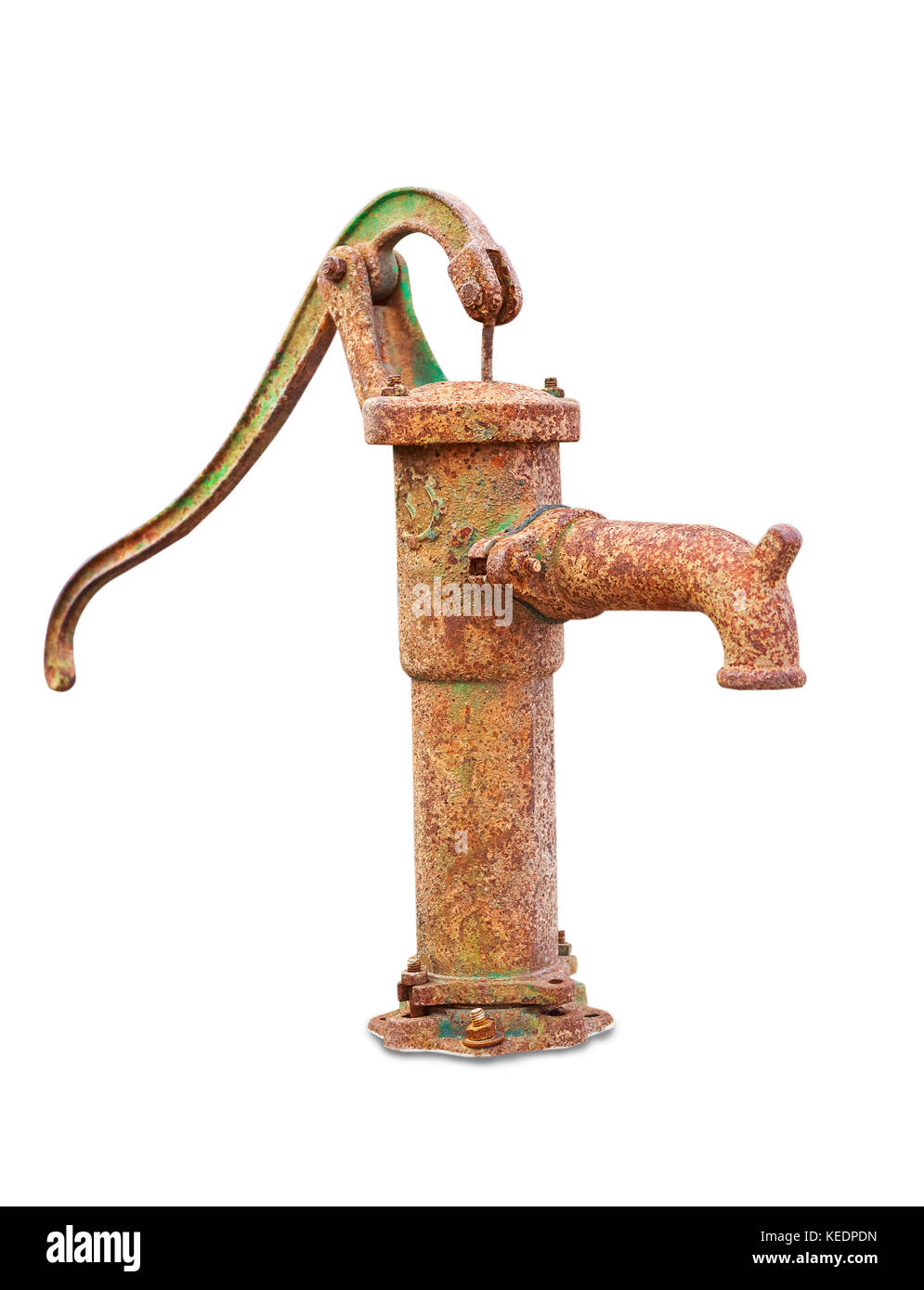 A old rusted water pump isolated on a white background. Rusty water ...