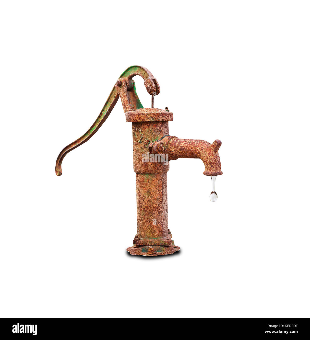 A old rusted water pump isolated on a white background. Rusty water ...