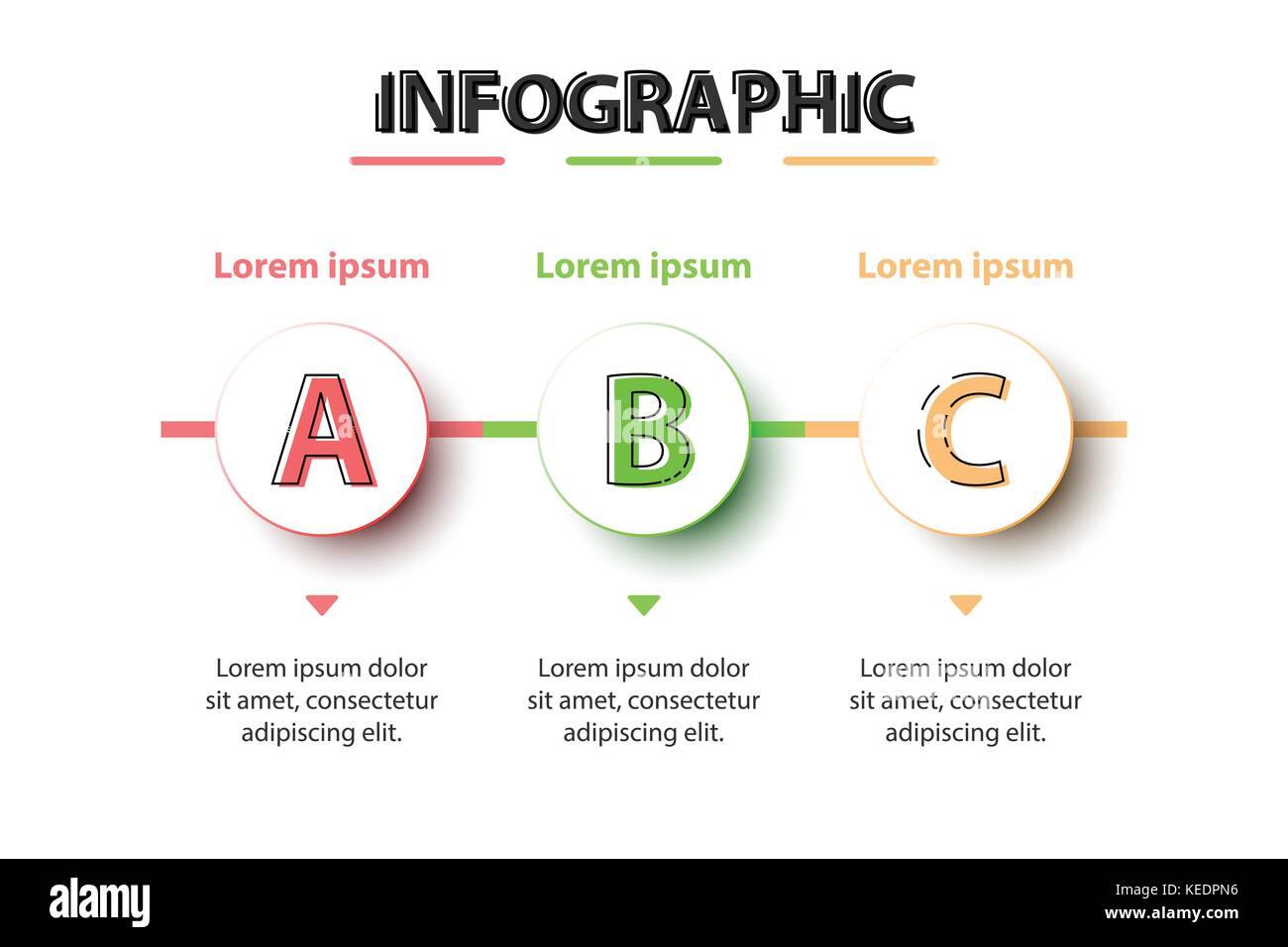 Three topics of colorful 3d paper circle in sequence for website ...