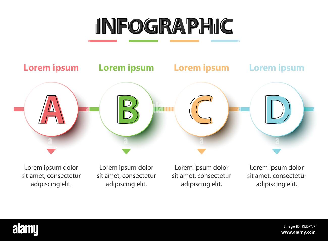 Four topics of colorful 3d paper circle in sequence for website ...