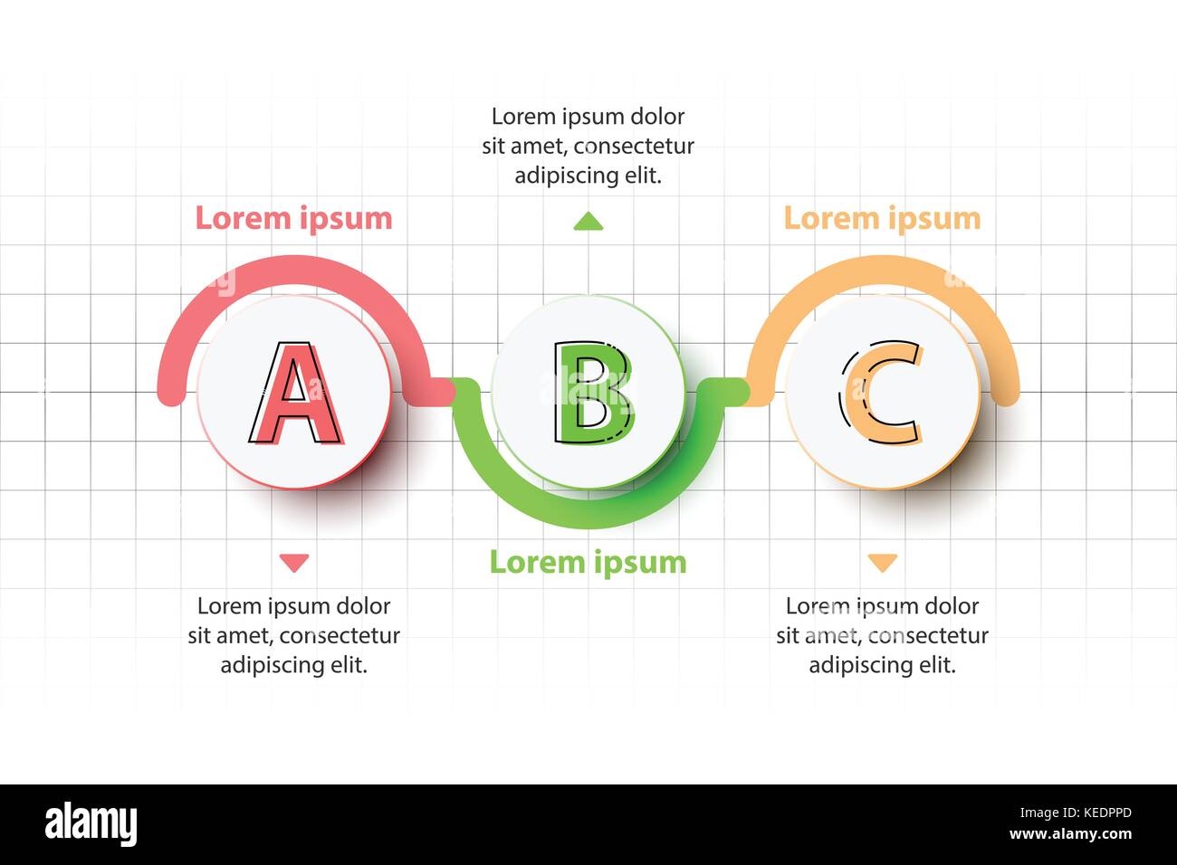 Three topics Colorful 3D paper circle on timeline for website ...