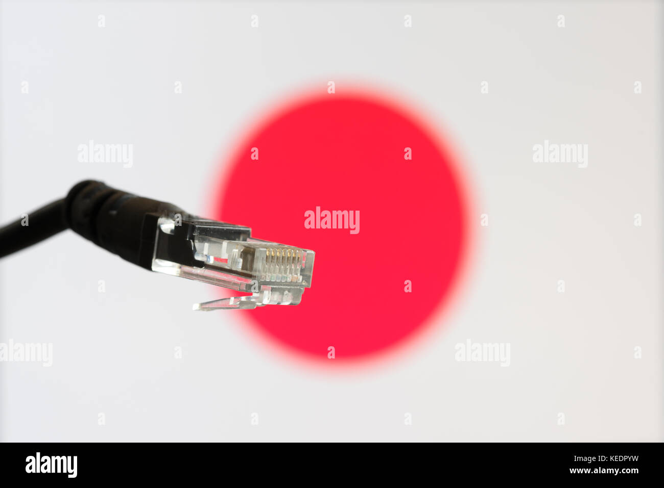 Ethernet cable with Japanese flag in the background Stock Photo - Alamy