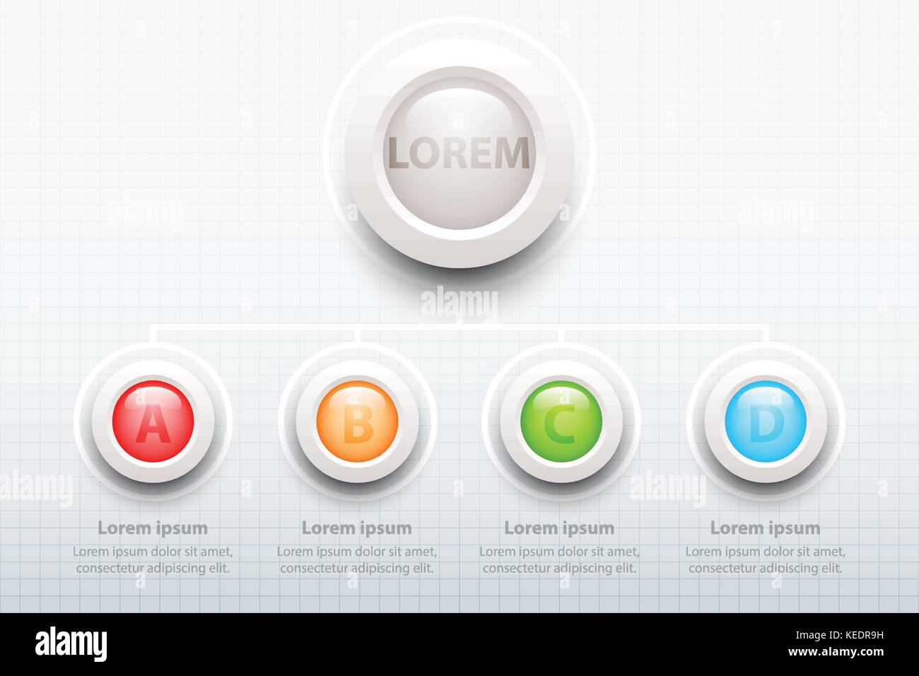 Four topics Colorful 3d circles in organize chart for website ...