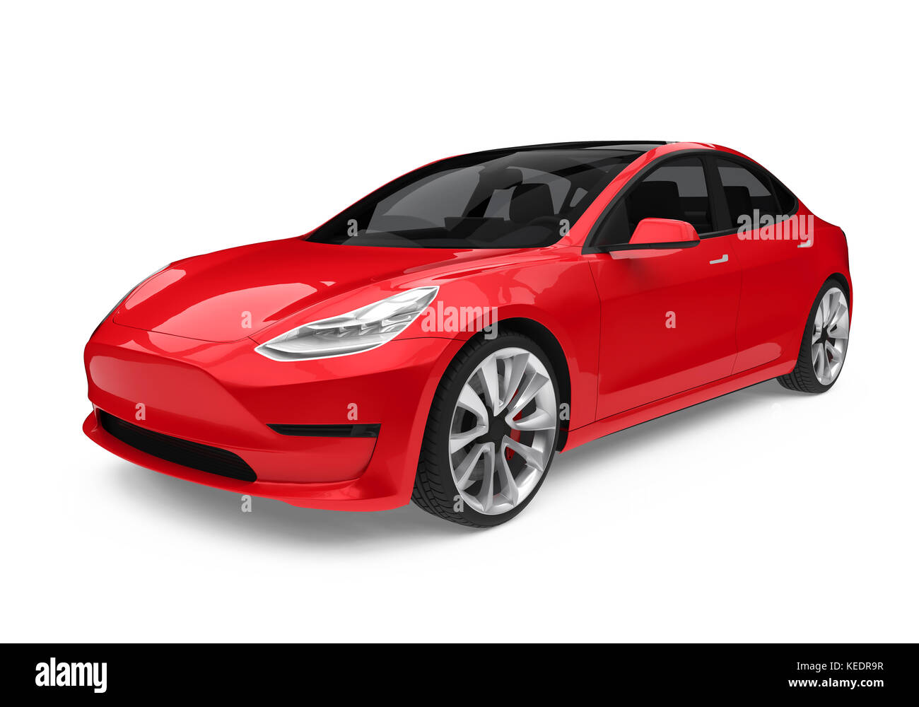 Red Sedan Car Isolated Stock Photo - Alamy