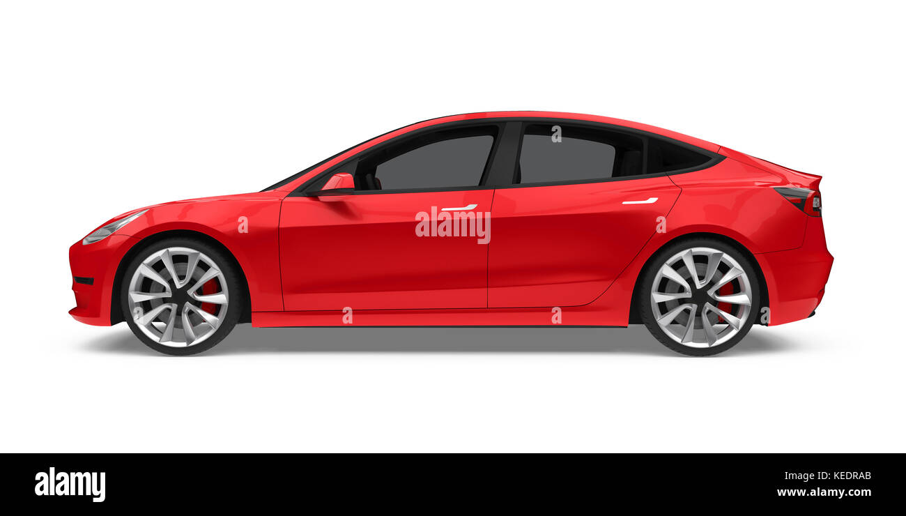Red Sedan Car Isolated Stock Photo - Alamy