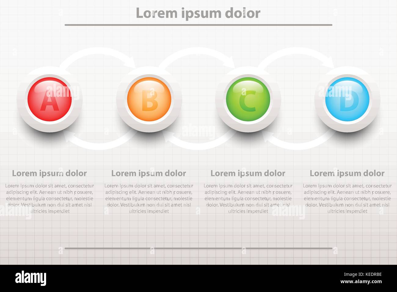 Four Colorful topics 3D circles in sequence for website presentation ...