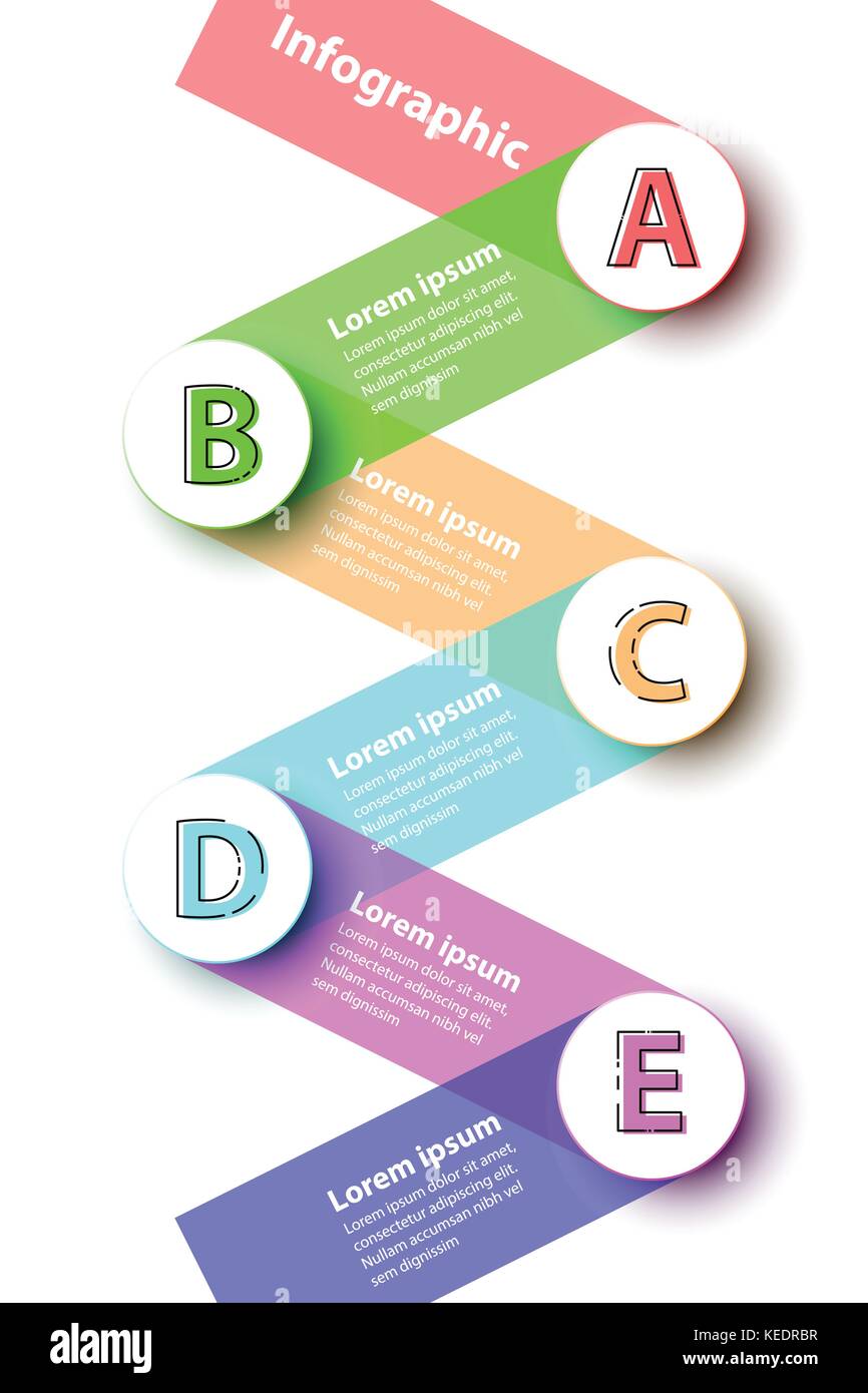 Five topics Colorful 3d paper circles with stripes on background for ...