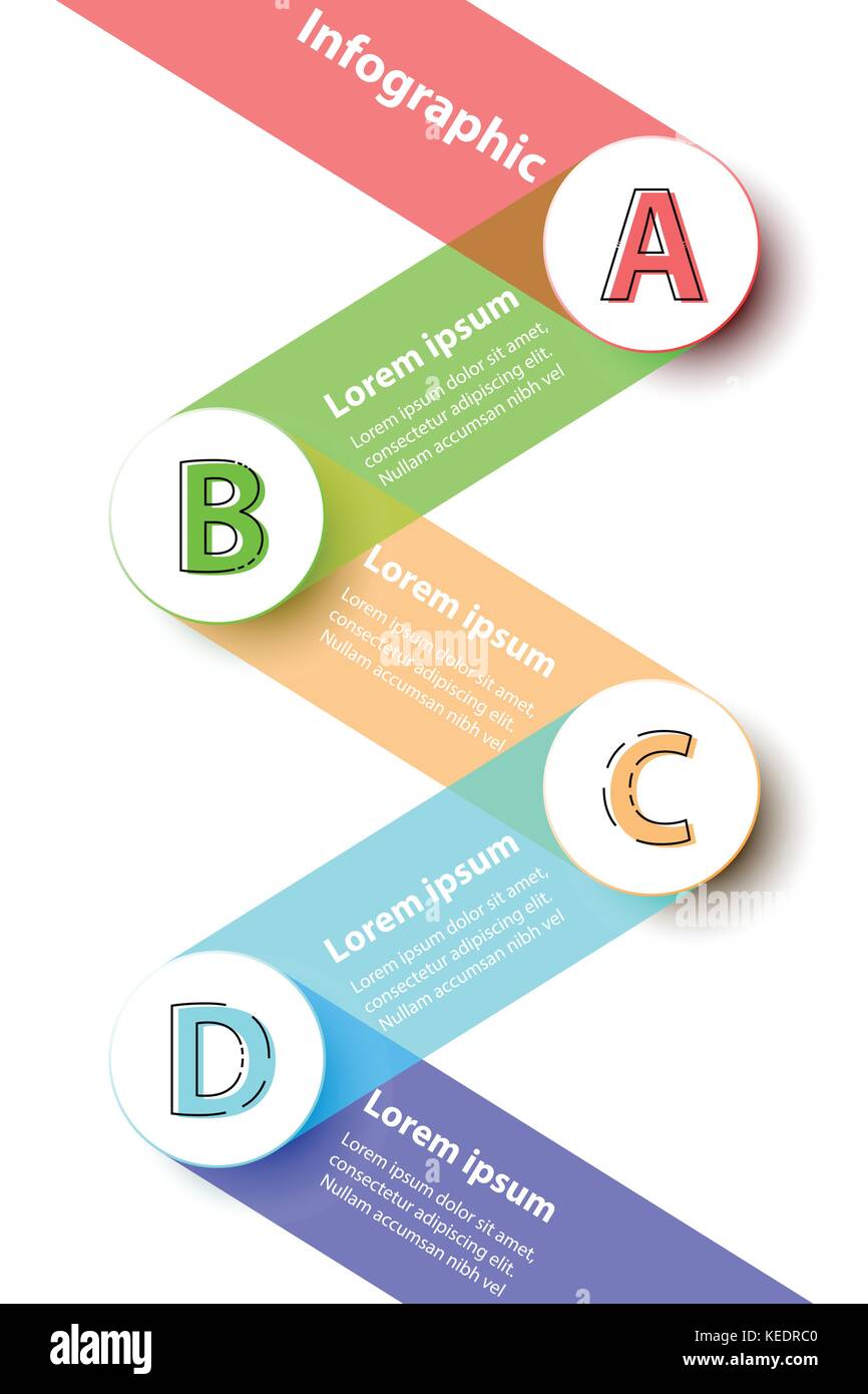 Four topics Colorful 3d paper circles with stripes on background for ...