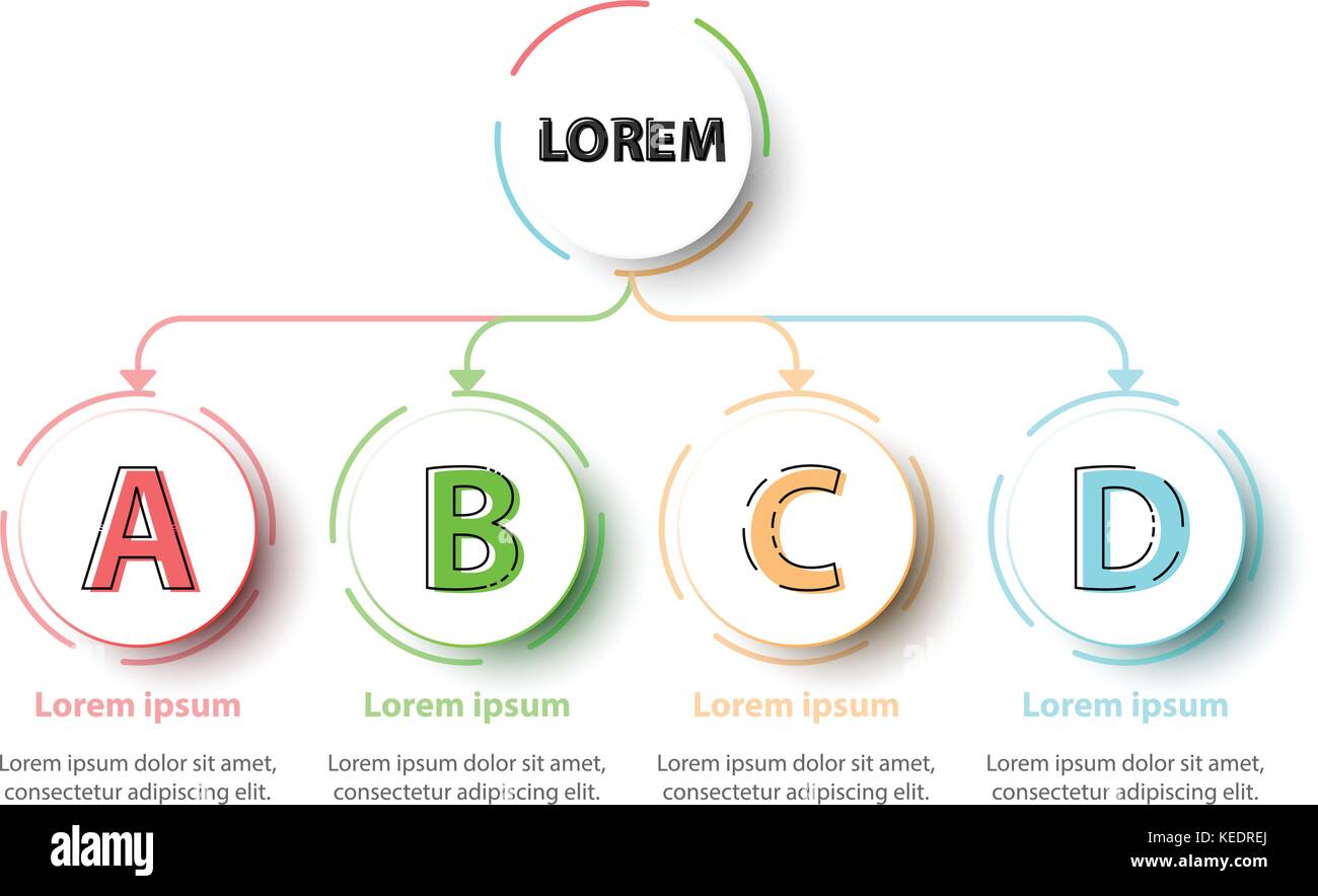 Four topics Colorful 3d circles in organize chart on white background ...