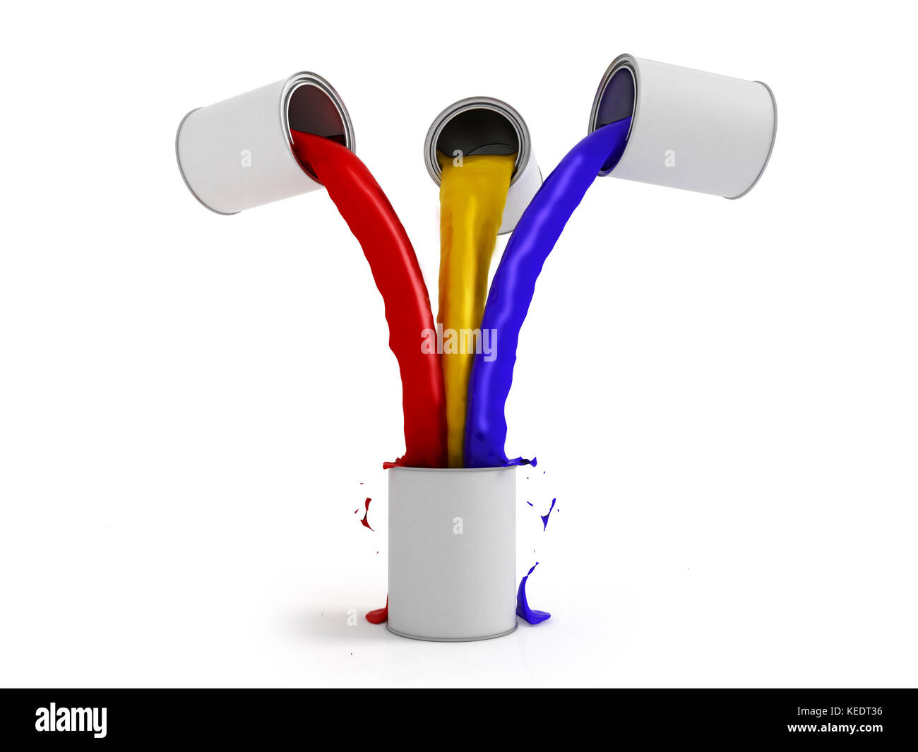 concept of mixing proportions of paints, cans of red blue and yellow ...