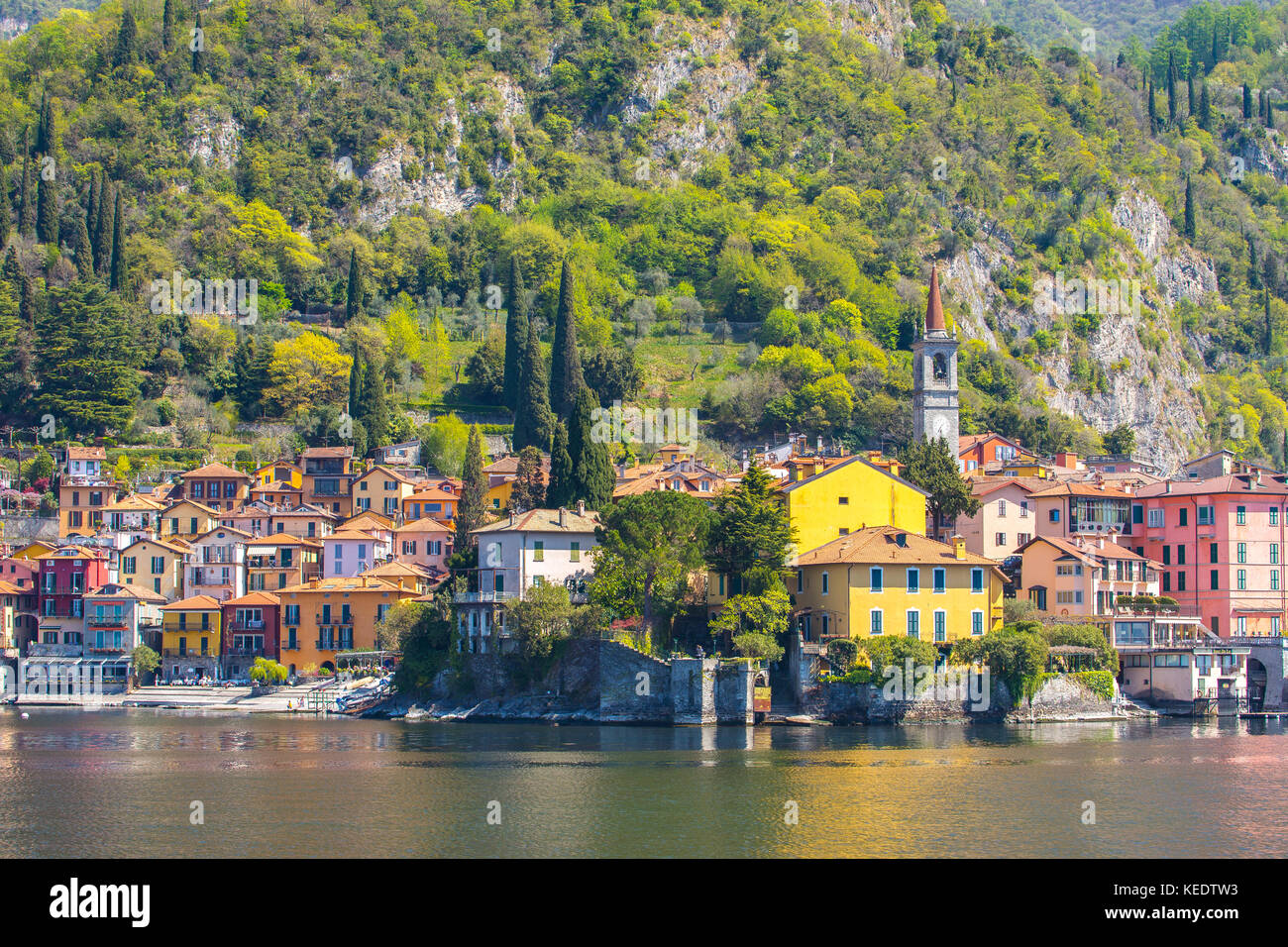 Lake Como with view of Varenna town in Lecco, Italy Stock Photo - Alamy