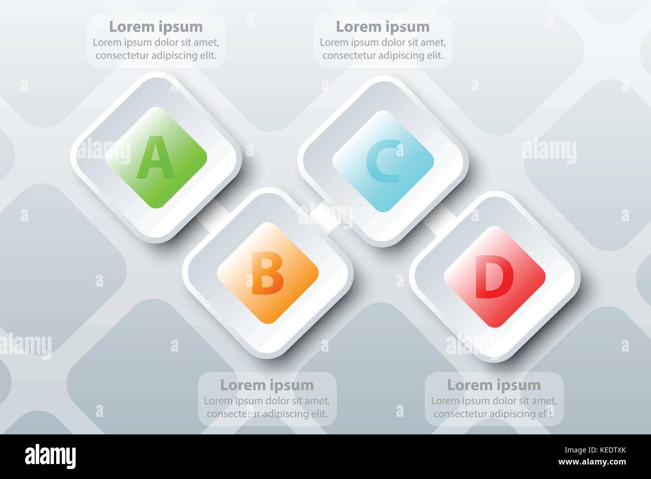 Colorful Four topics 3d paper square in sequence timeline on pattern ...