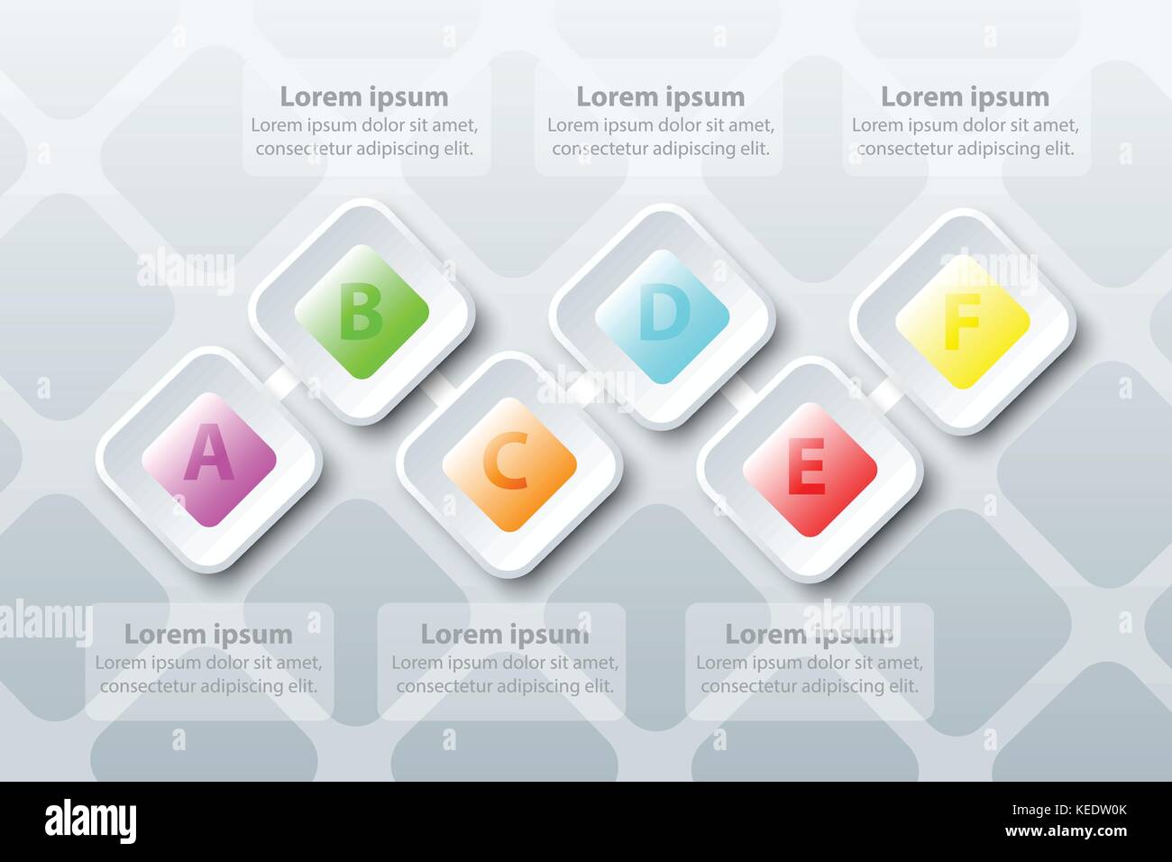 Colorful Six topics 3d paper square in sequence timeline on pattern for ...