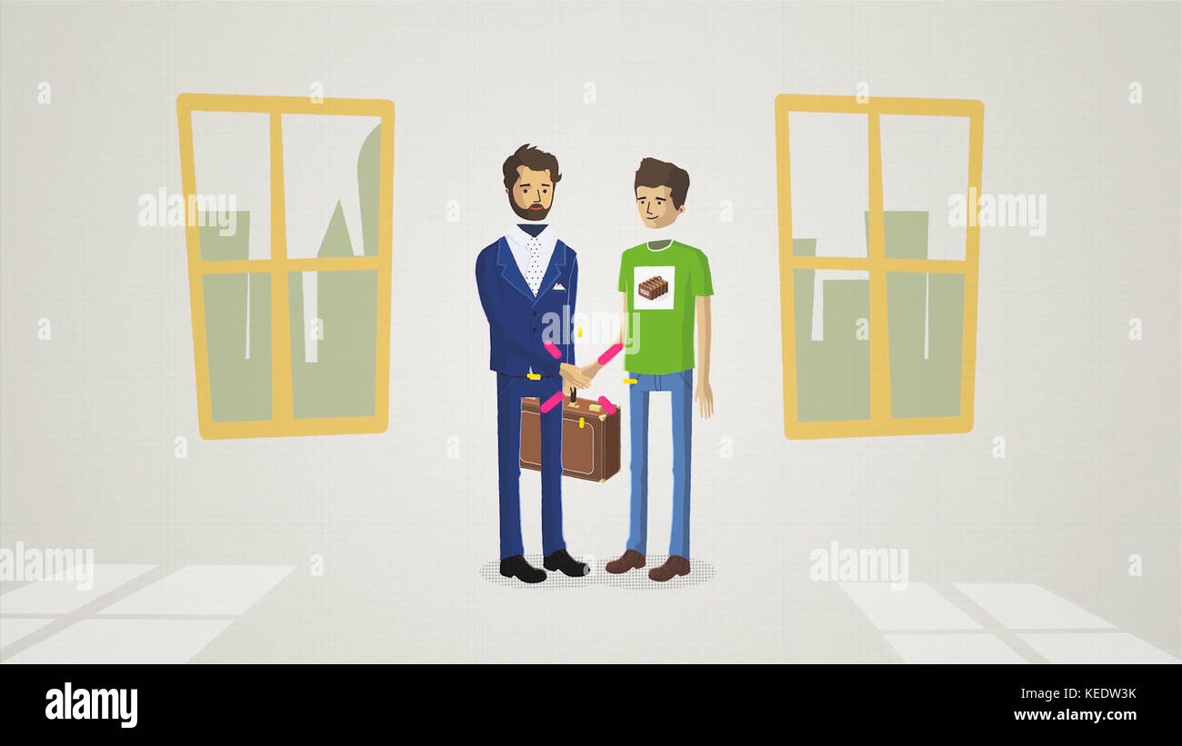 Two men made a deal. Abstraction of the transaction. Concept of the ...