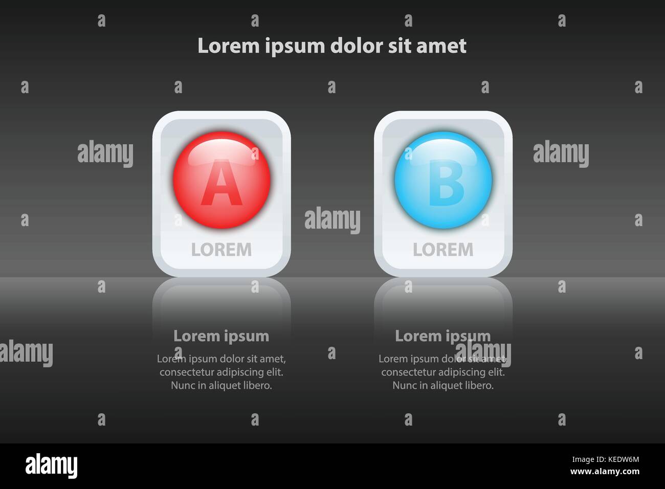 Colorful Two topics 3d circle on white square and reflection glossy for ...