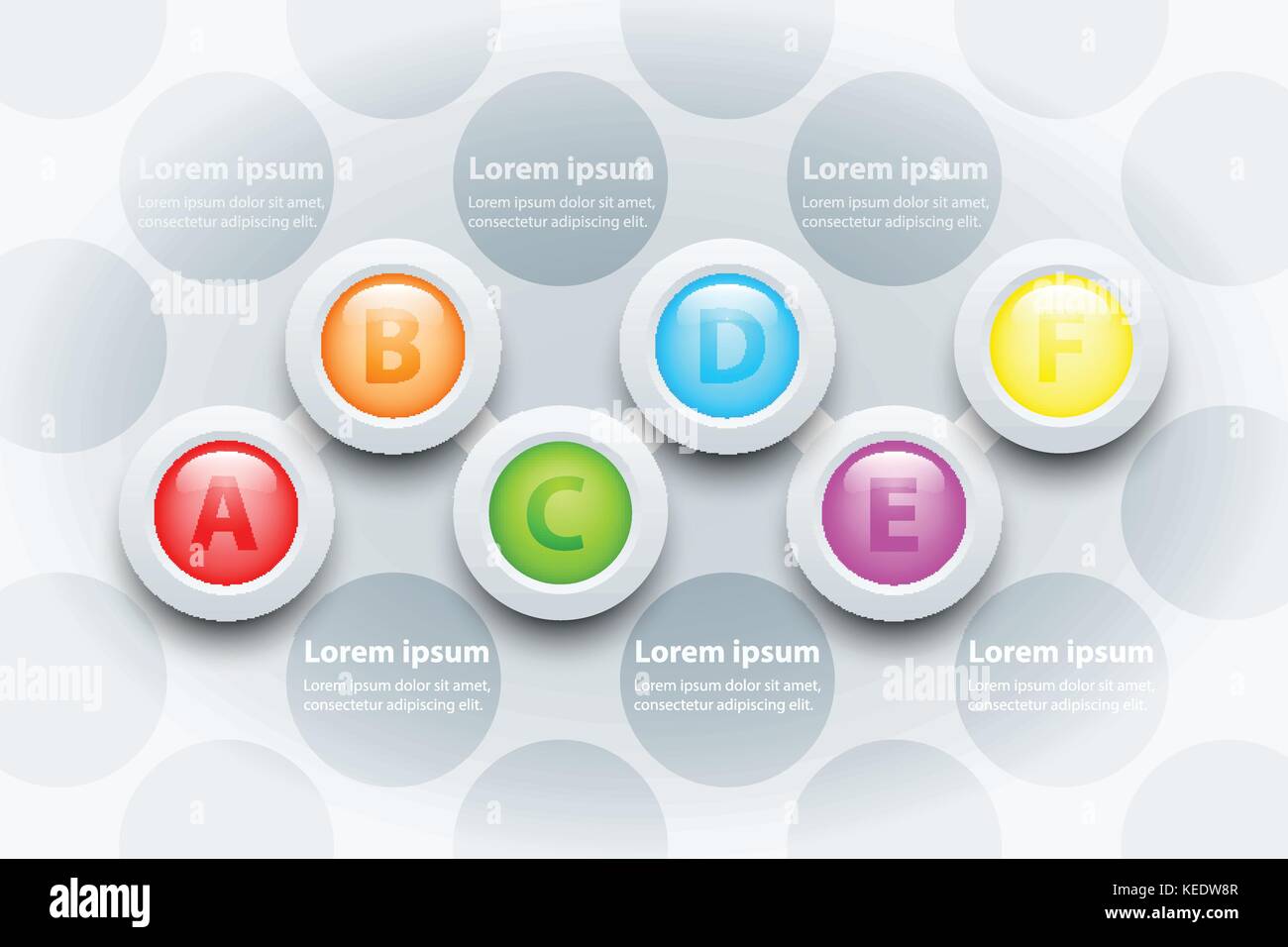 Colorful Six topics 3d paper circle in sequence timeline on pattern for ...