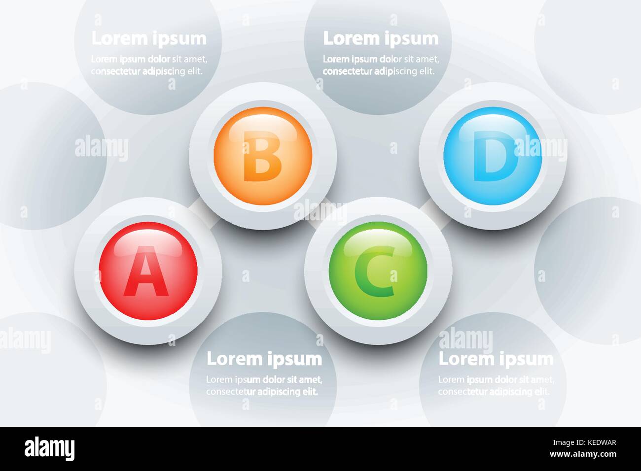 Colorful Four topics 3d paper circle in sequence timeline on pattern ...