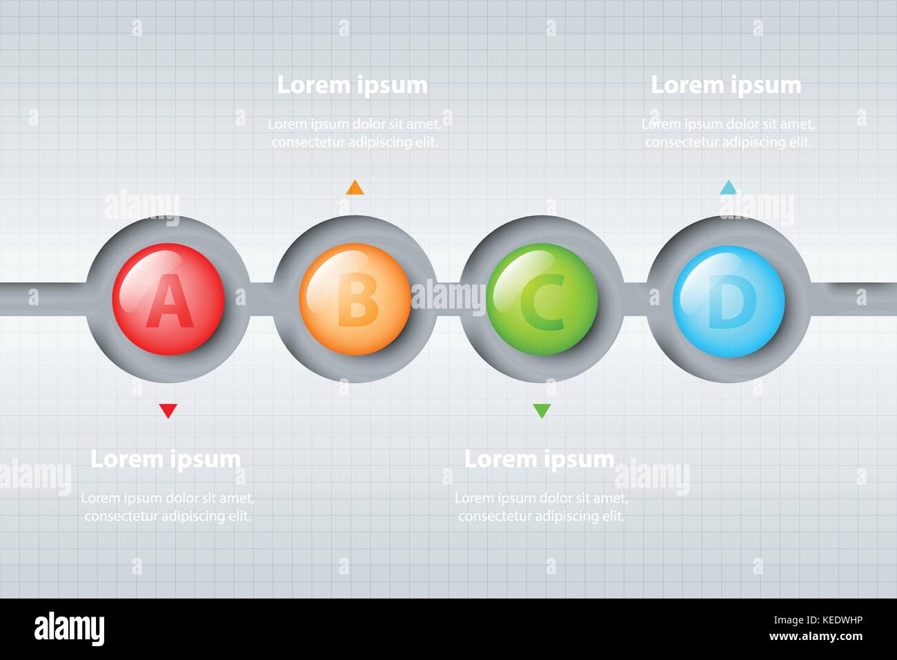 Four topics of colorful 3d marble circles in timeline carve white ...