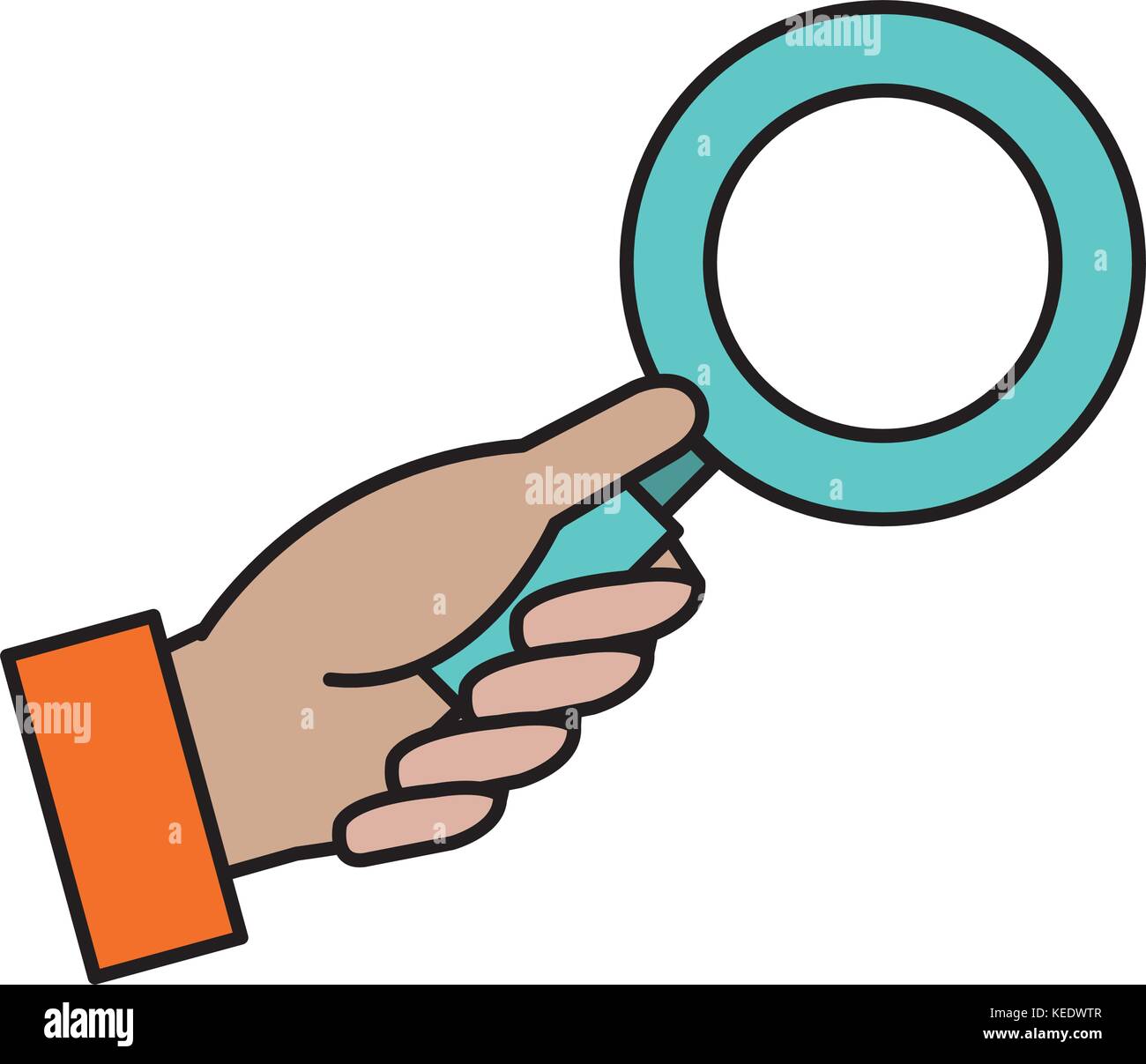 hand human with magnifying glass isolated icon vector illustration ...