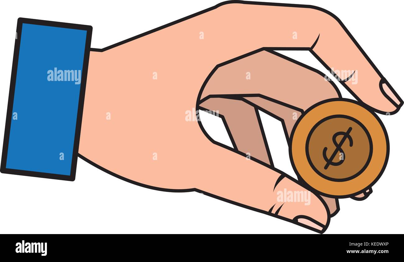 hand human with coin vector illustration design Stock Vector Image ...