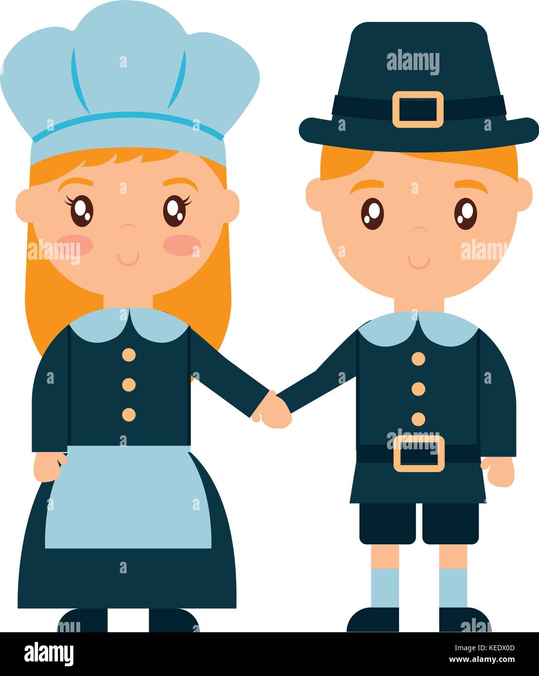 Thanksgiving day pilgrim couple Cut Out Stock Images & Pictures - Alamy