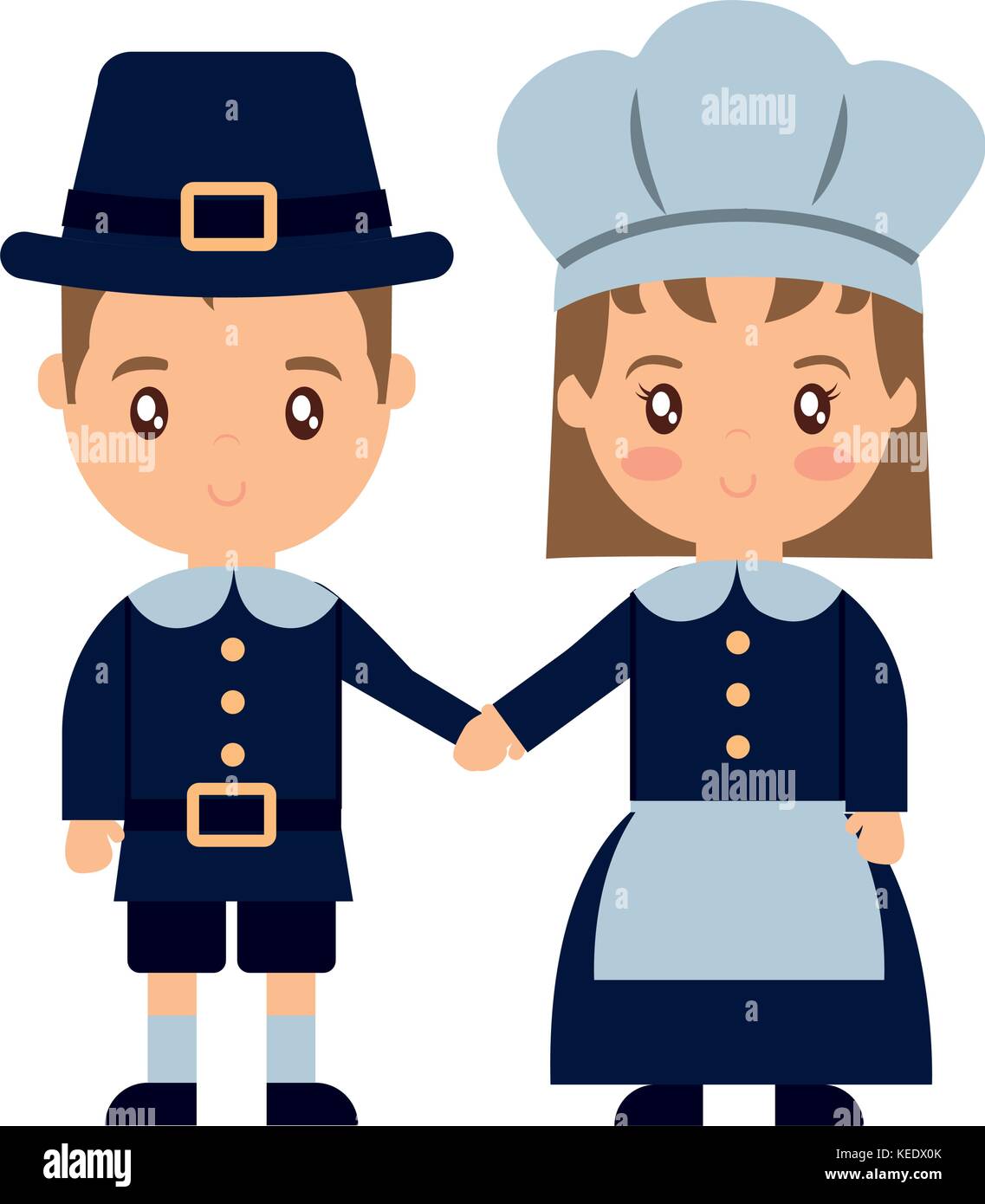 Thanksgiving day pilgrim couple Cut Out Stock Images & Pictures - Alamy
