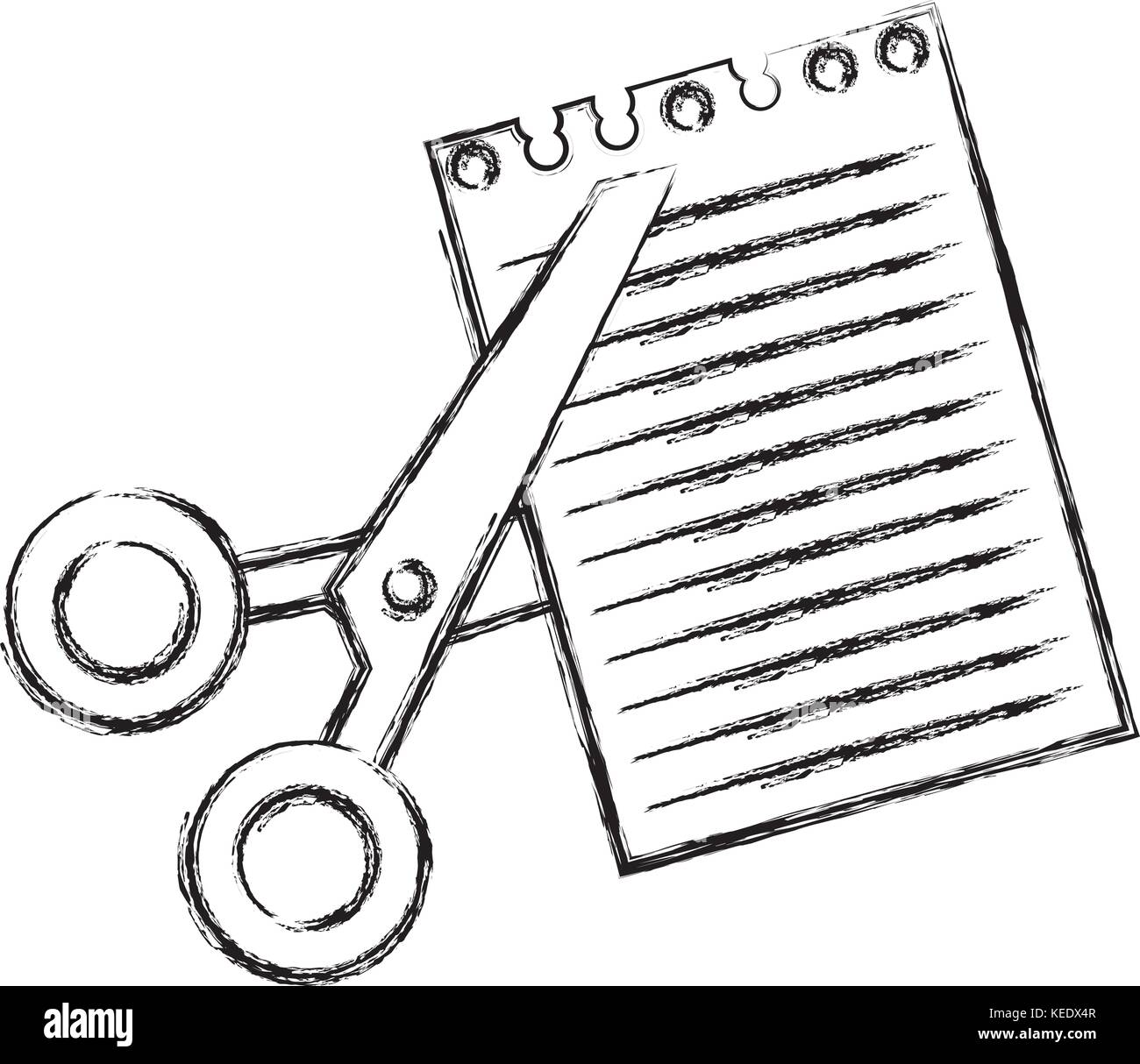 scissors cut with notebook sheet vector illustration design Stock ...